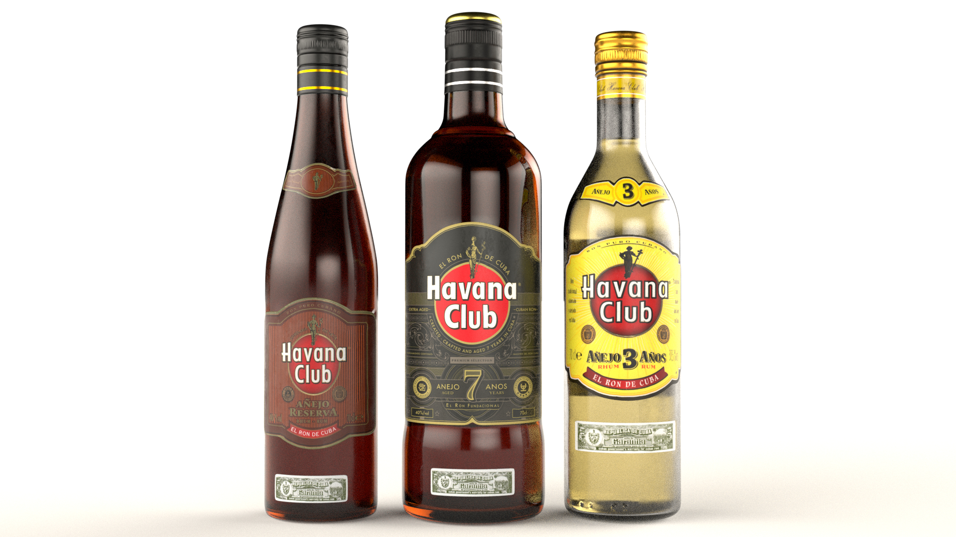 3D Havana Club Set Of 3 Alcohol Bottles - TurboSquid 2403411