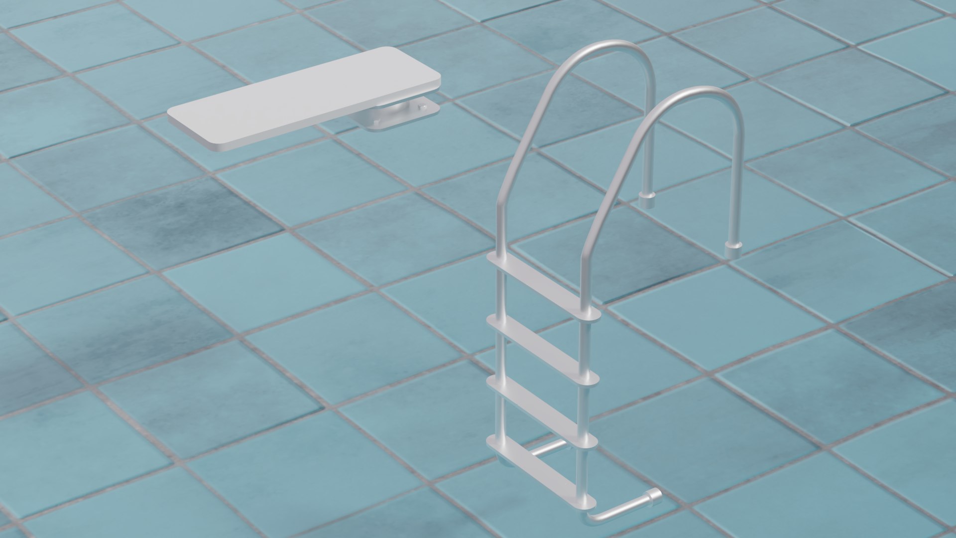 3D Model Pool Ladder And Diving Board - TurboSquid 1769632