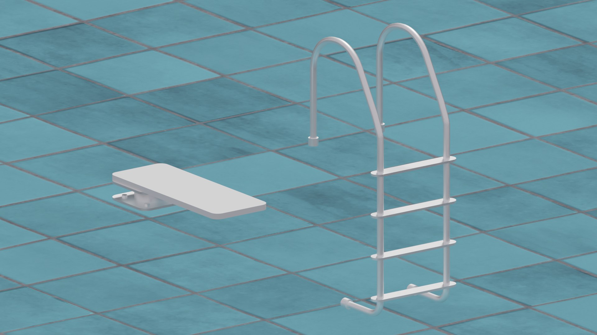 3D Model Pool Ladder And Diving Board - TurboSquid 1769632