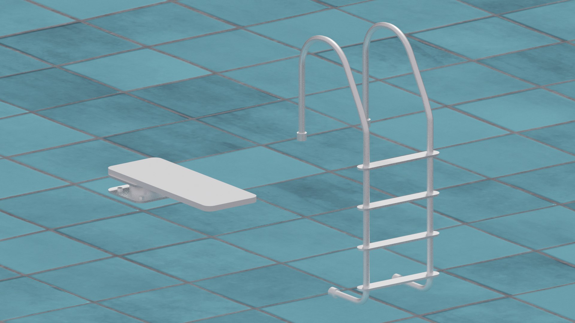 3D Model Pool Ladder And Diving Board - TurboSquid 1769632