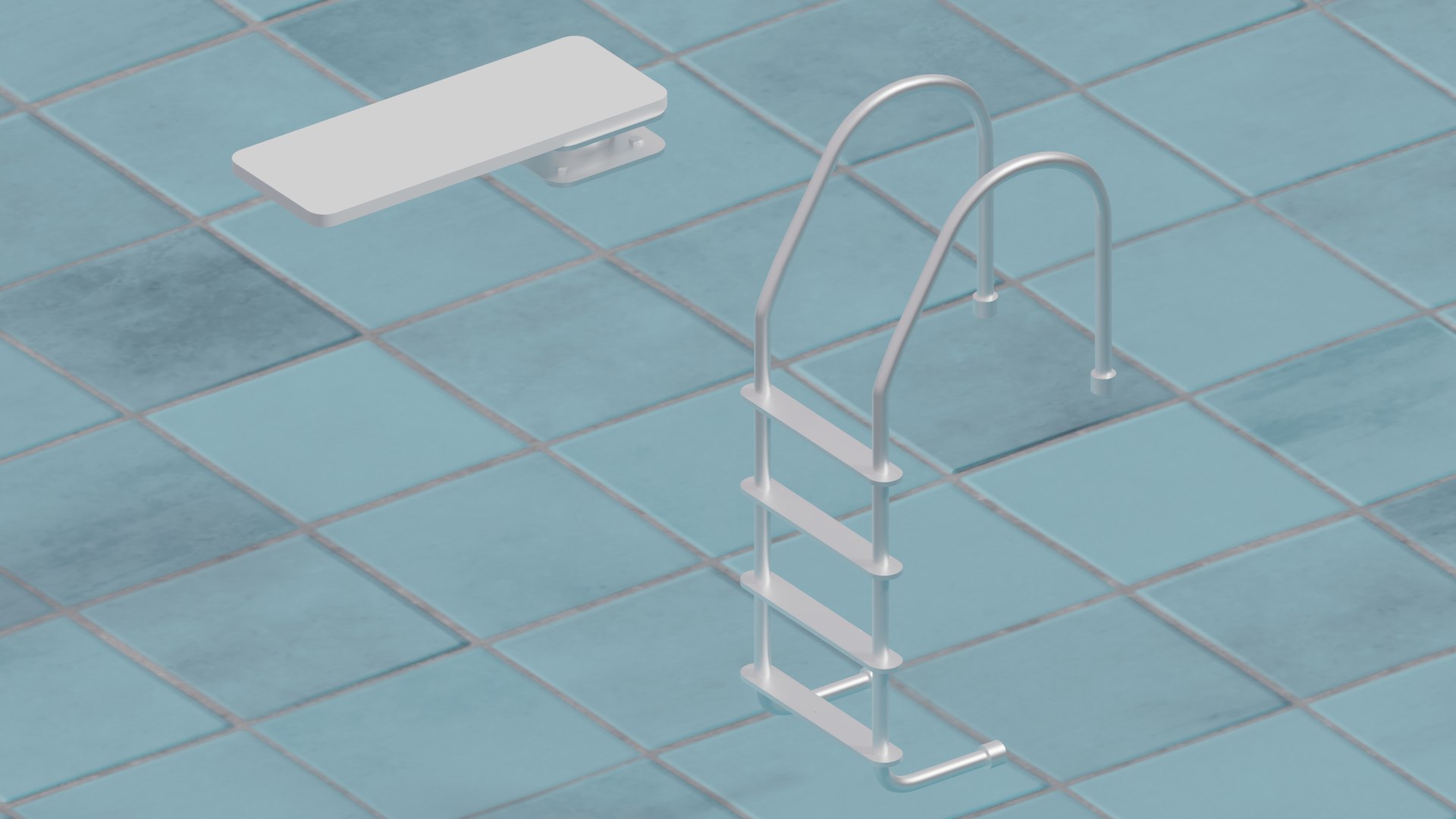 3D Model Pool Ladder And Diving Board - TurboSquid 1769632