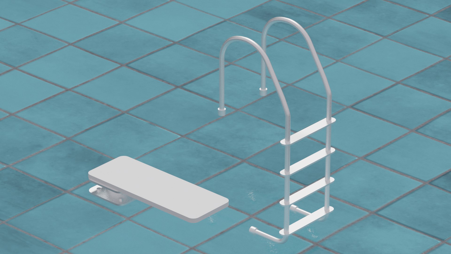 3D Model Pool Ladder And Diving Board - TurboSquid 1769632
