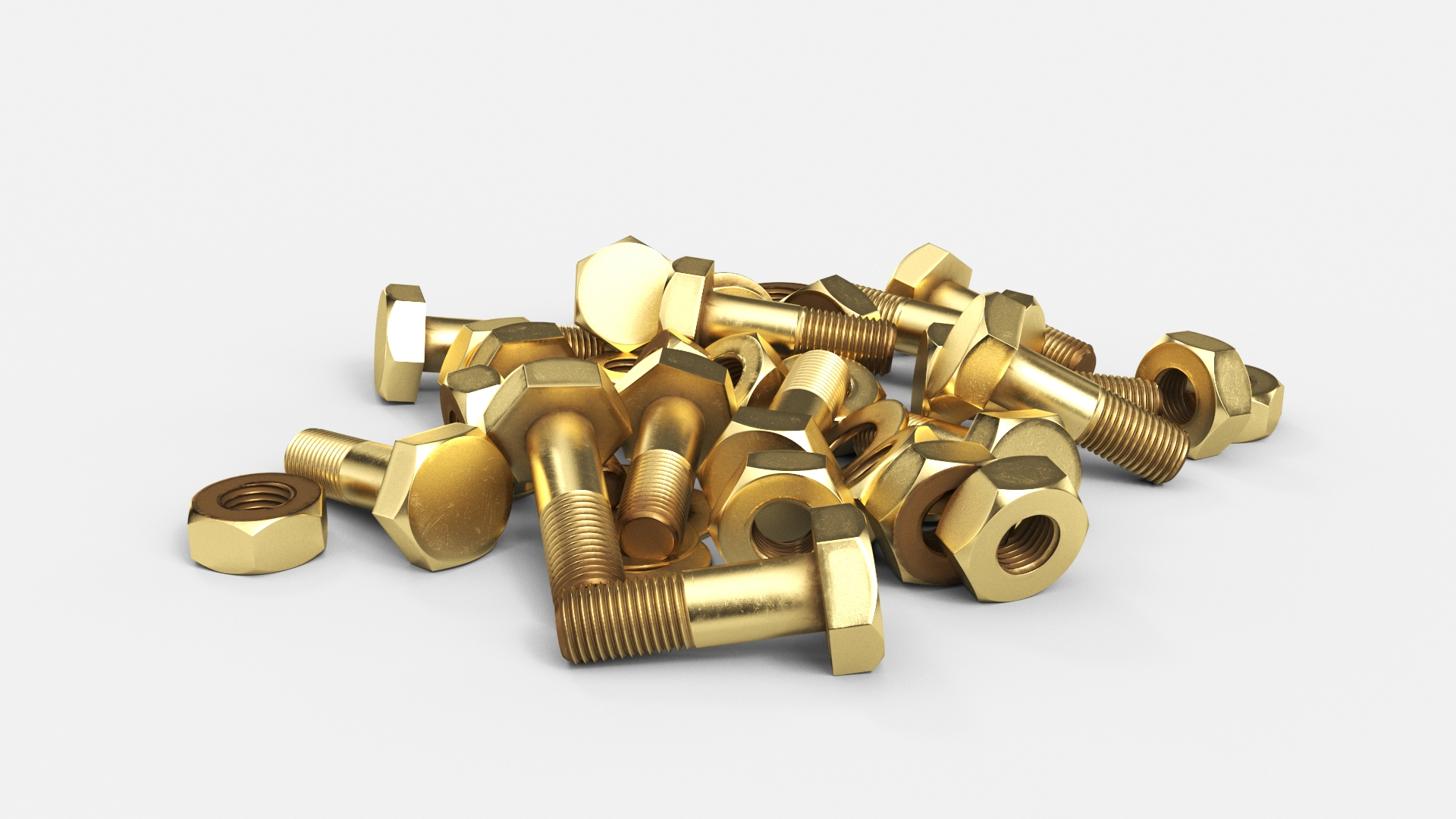 Gold Hex Bolts Nuts 3D - TurboSquid 2117145