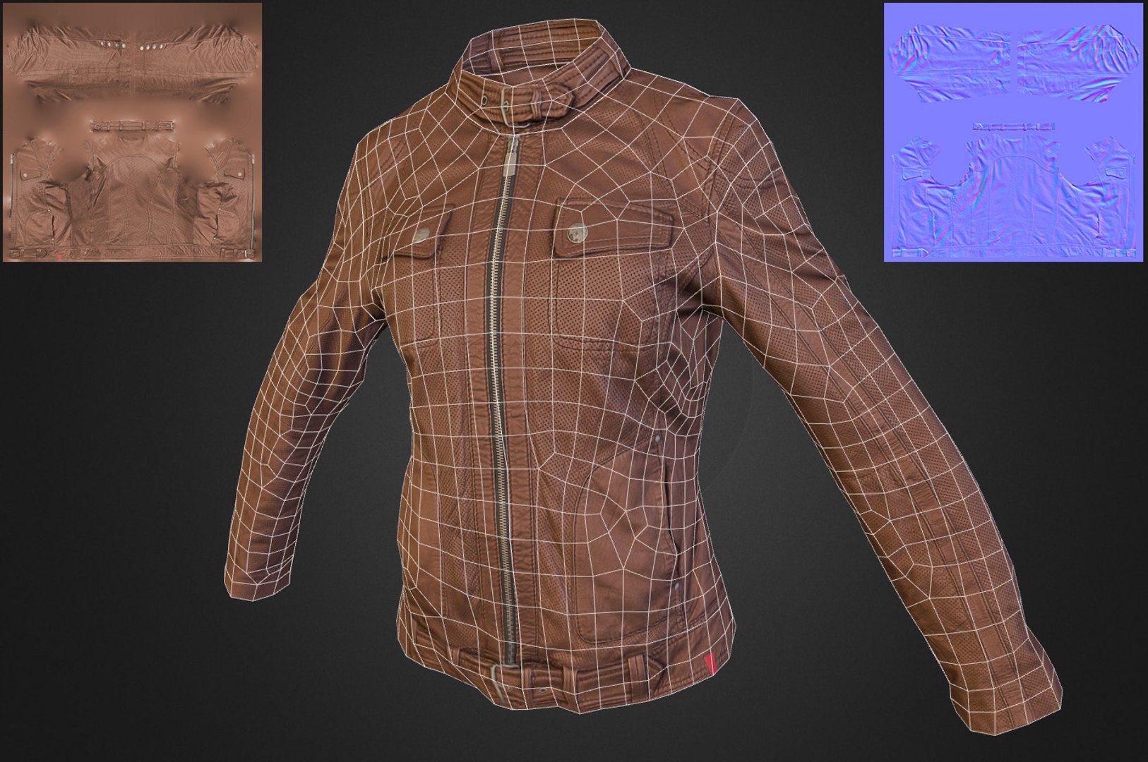 3d brown leather jacket