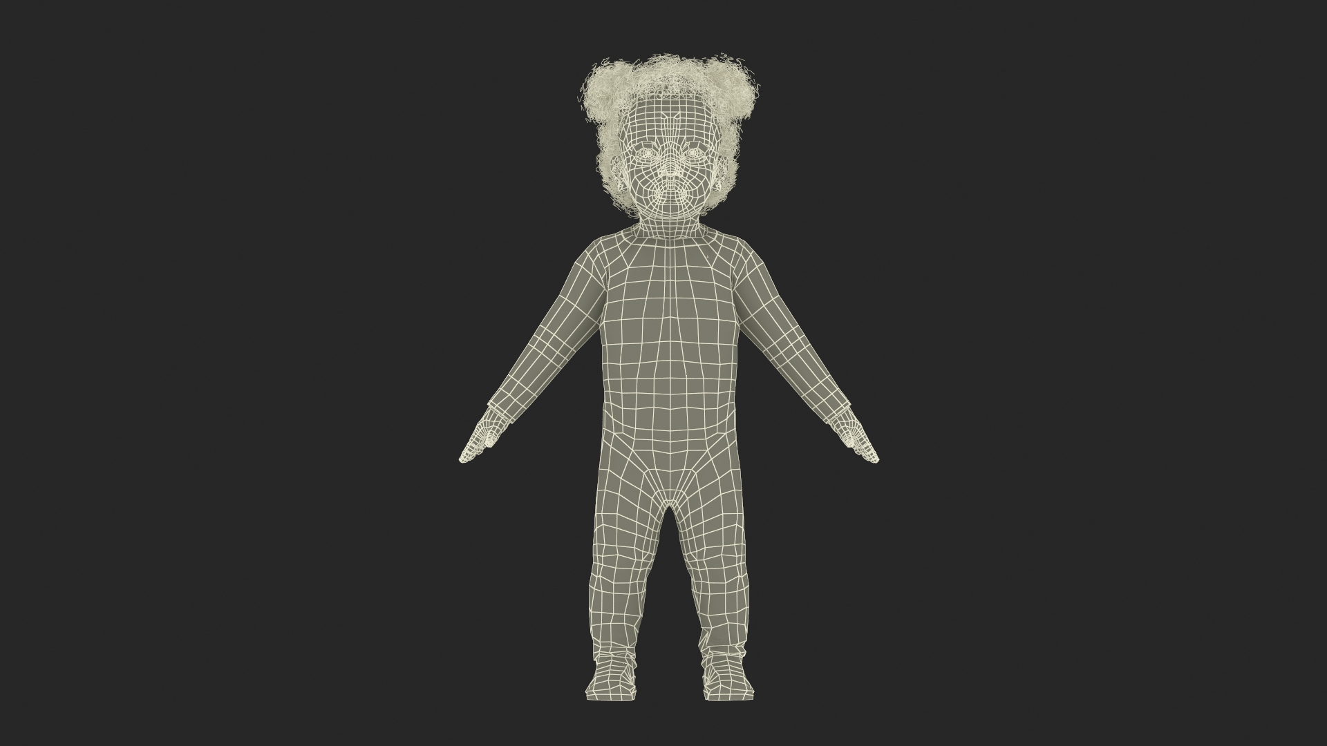 Little African Girl Light Skin In Full Bodysuit Rigged For Maya 3D ...
