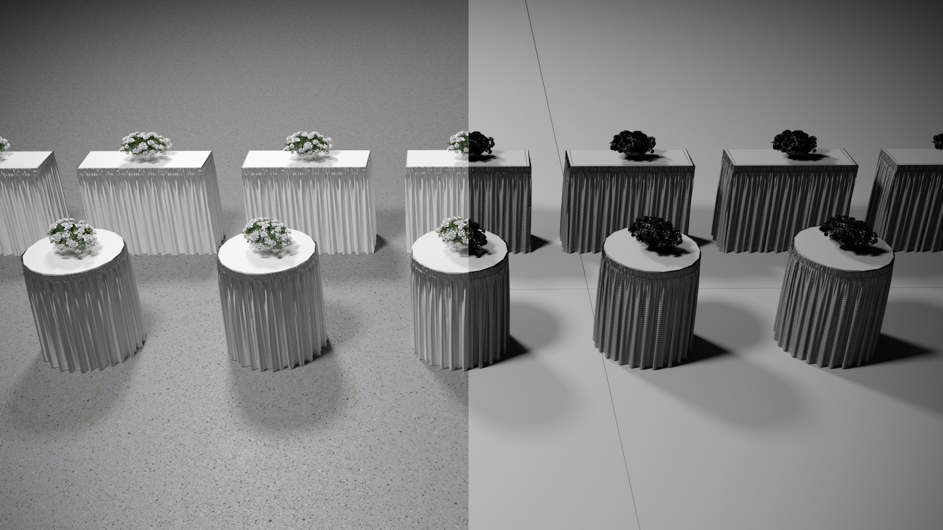 3D Low Poly Wedding Table With Flowers Model - TurboSquid 2027334