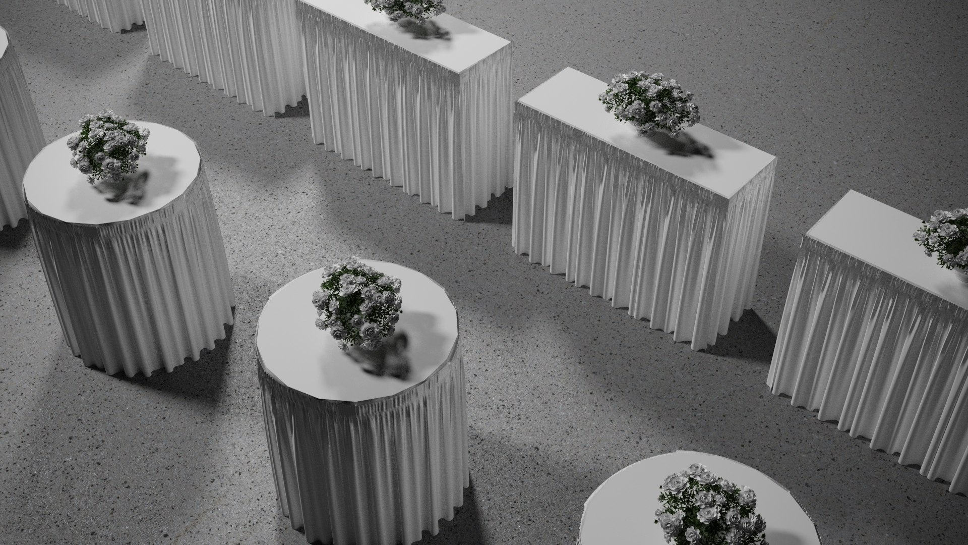 3D Low Poly Wedding Table With Flowers Model - TurboSquid 2027334