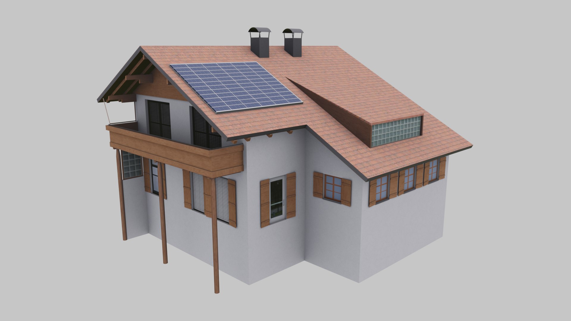 3D Modern Bavarian Residential House Game Ready PBR With LODs ...