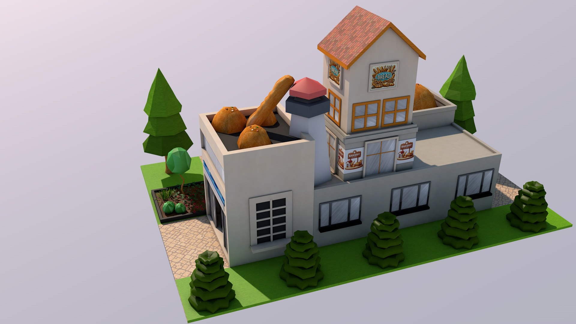 Low Poly Bakery 3D Model Cartoon Style 3D - TurboSquid 2278243
