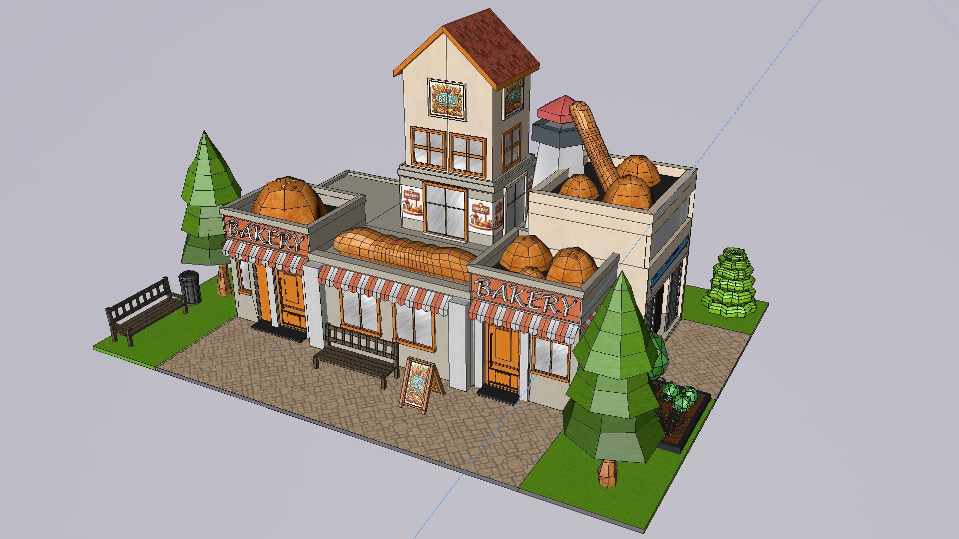 Low Poly Bakery 3D Model Cartoon Style 3D - TurboSquid 2278243