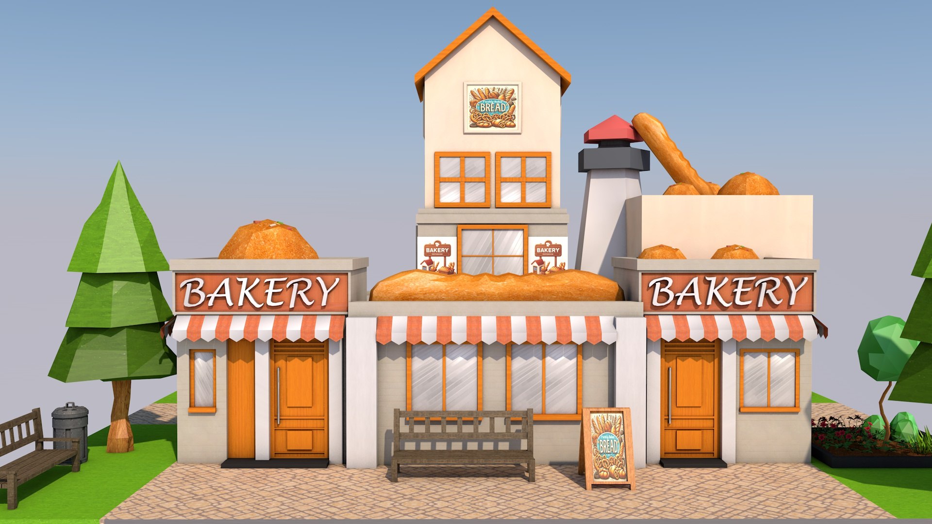Low Poly Bakery 3D Model Cartoon Style 3D - TurboSquid 2278243