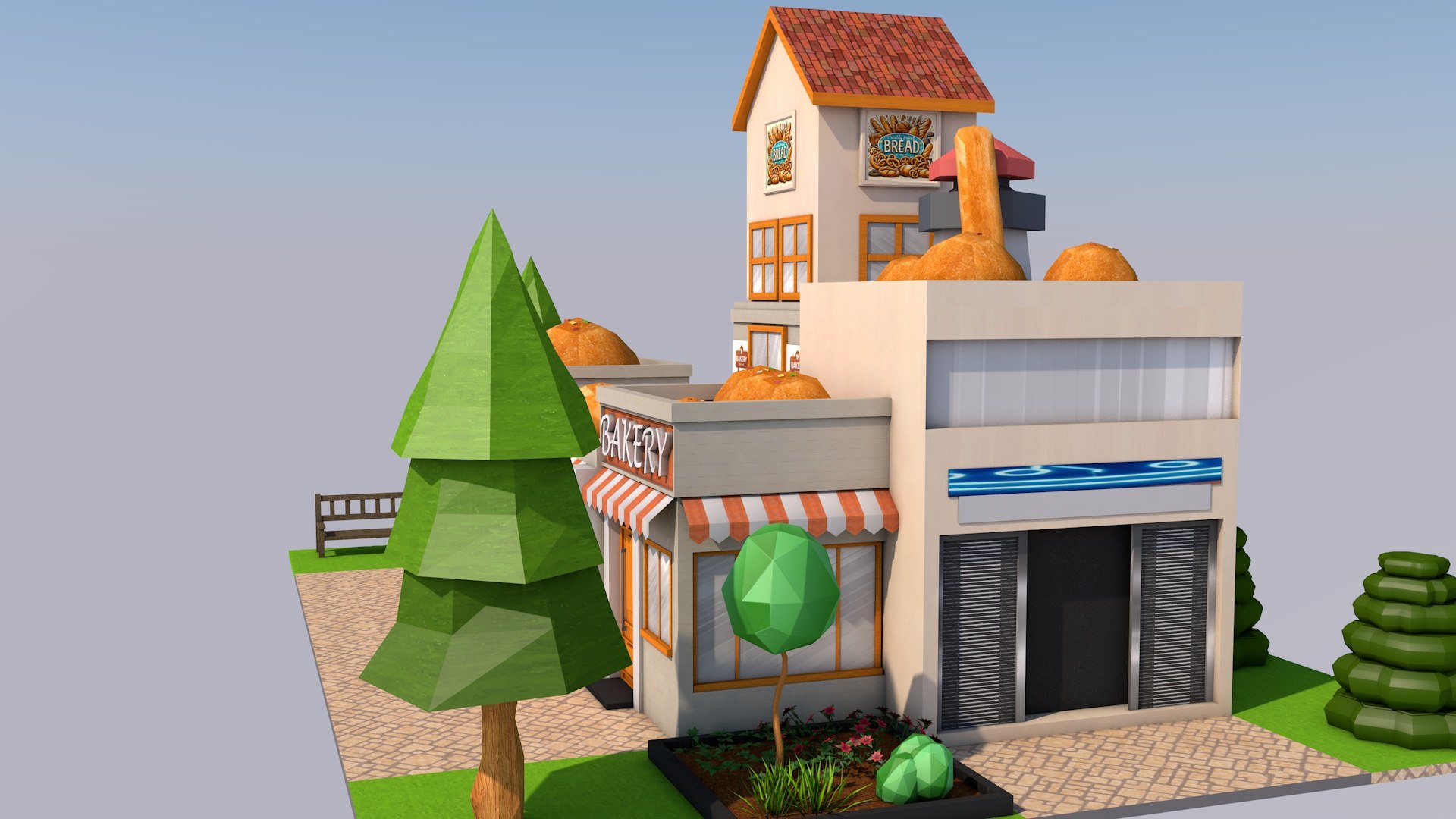 Low Poly Bakery 3D Model Cartoon Style 3D - TurboSquid 2278243