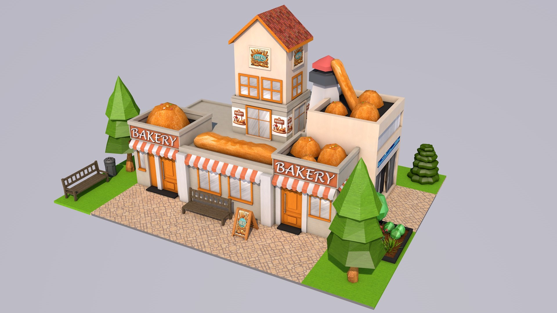 Low Poly Bakery 3D Model Cartoon Style 3D - TurboSquid 2278243