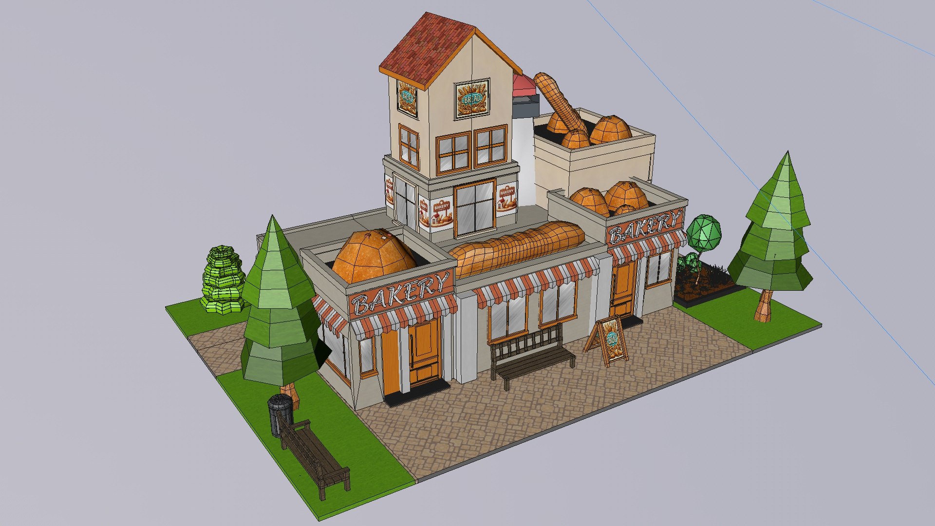 Low Poly Bakery 3D Model Cartoon Style 3D - TurboSquid 2278243