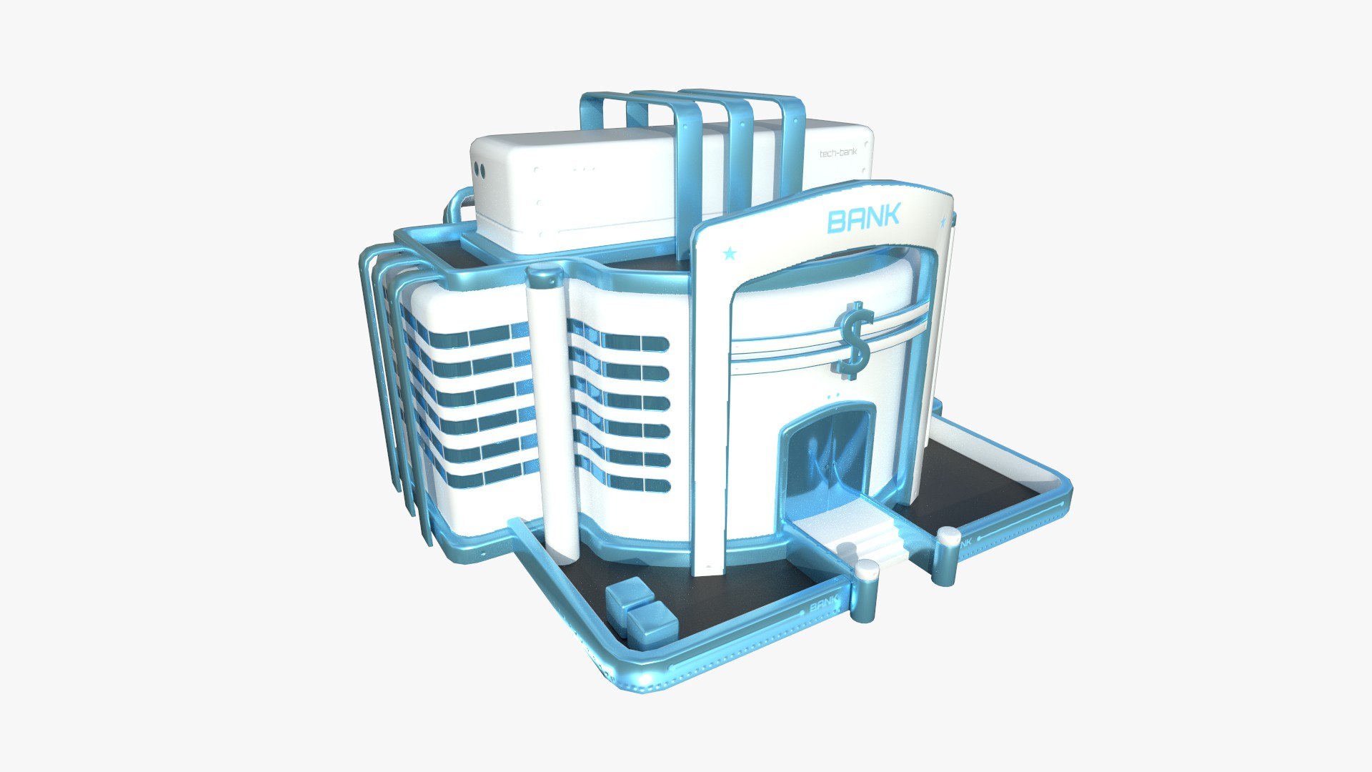 3D модель SciFi Bank A01 White Blue - Sci Fi Exterior Design ...