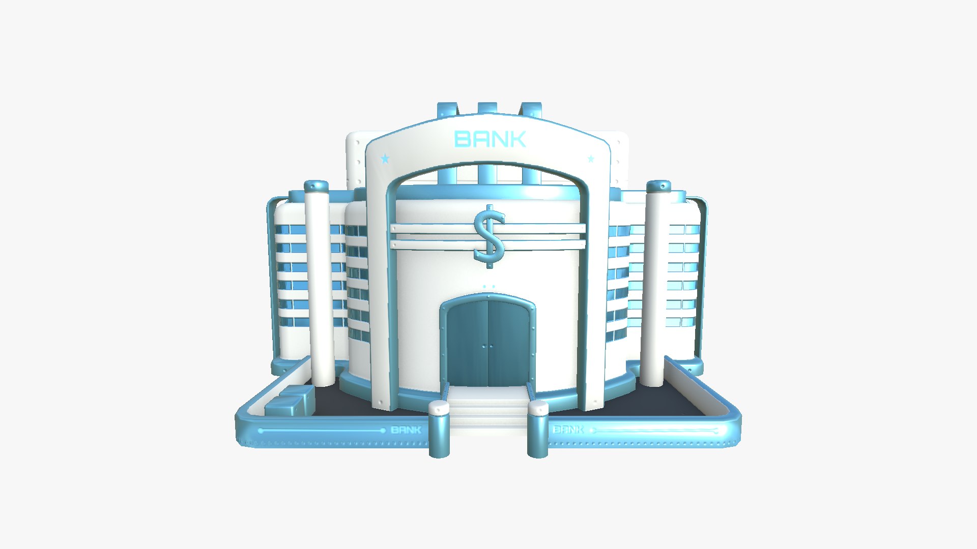 3D Model SciFi Bank A01 White Blue - Sci Fi Exterior Design ...