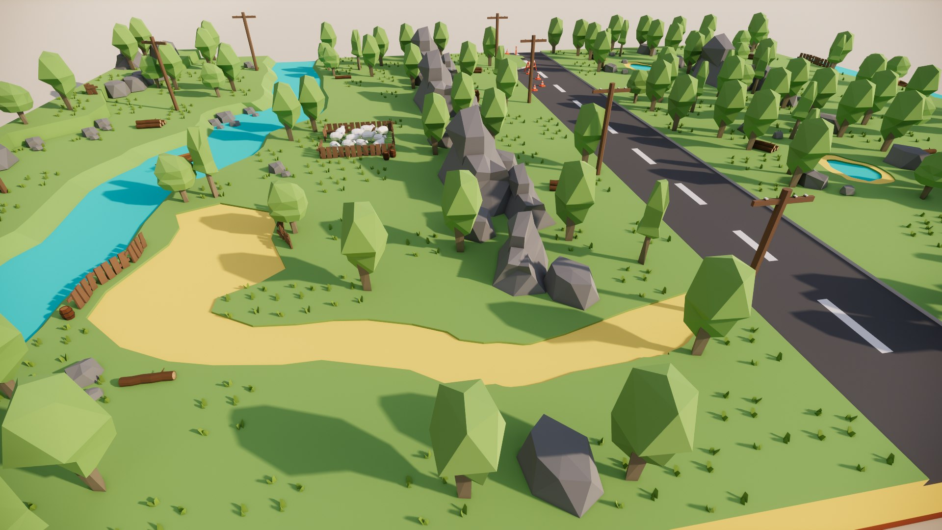 3D Cartoon Terrain Forest - TurboSquid 1656896