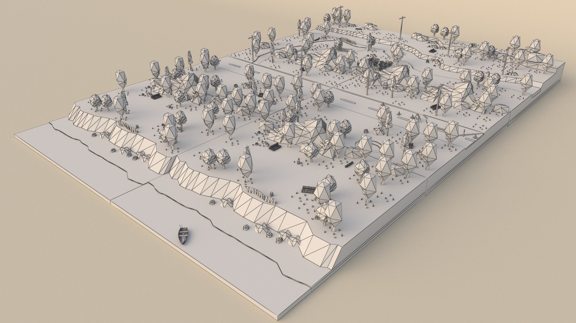 3D Cartoon Terrain Forest - TurboSquid 1656896