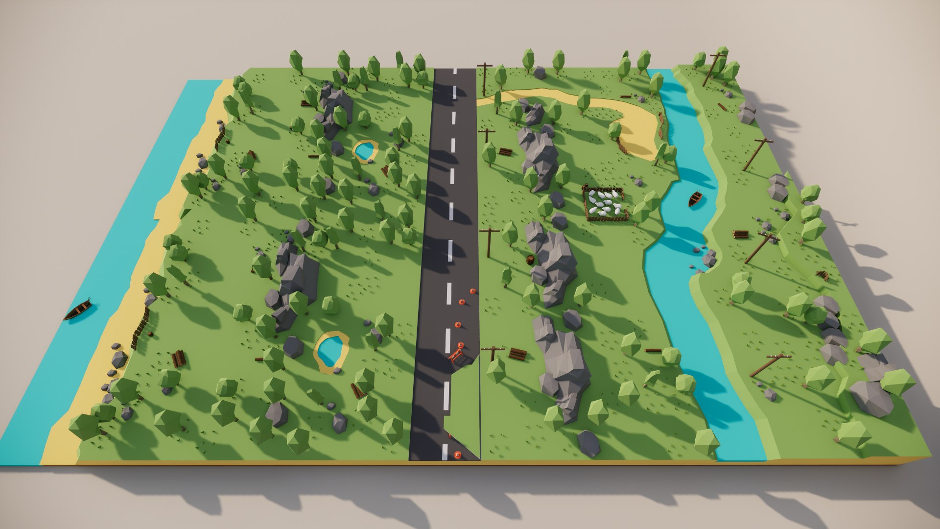 3D Cartoon Terrain Forest - TurboSquid 1656896