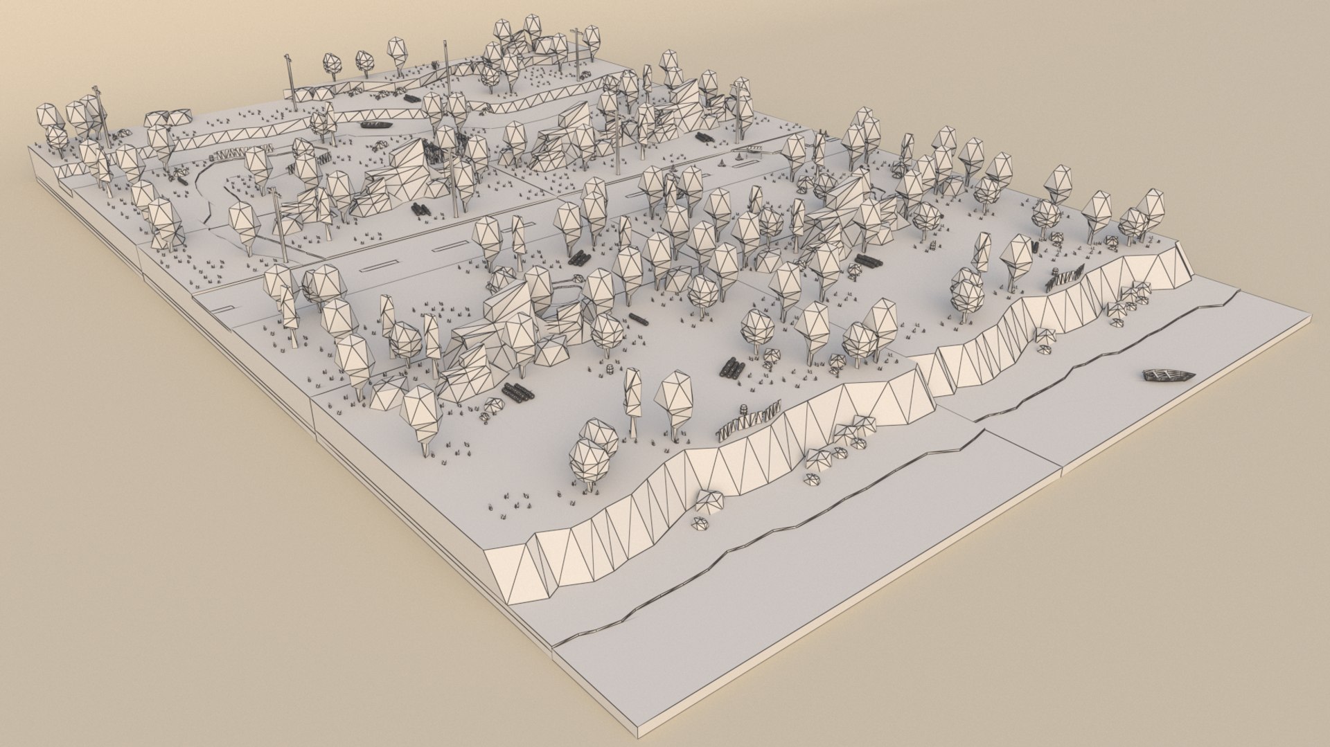 3D Cartoon Terrain Forest - TurboSquid 1656896