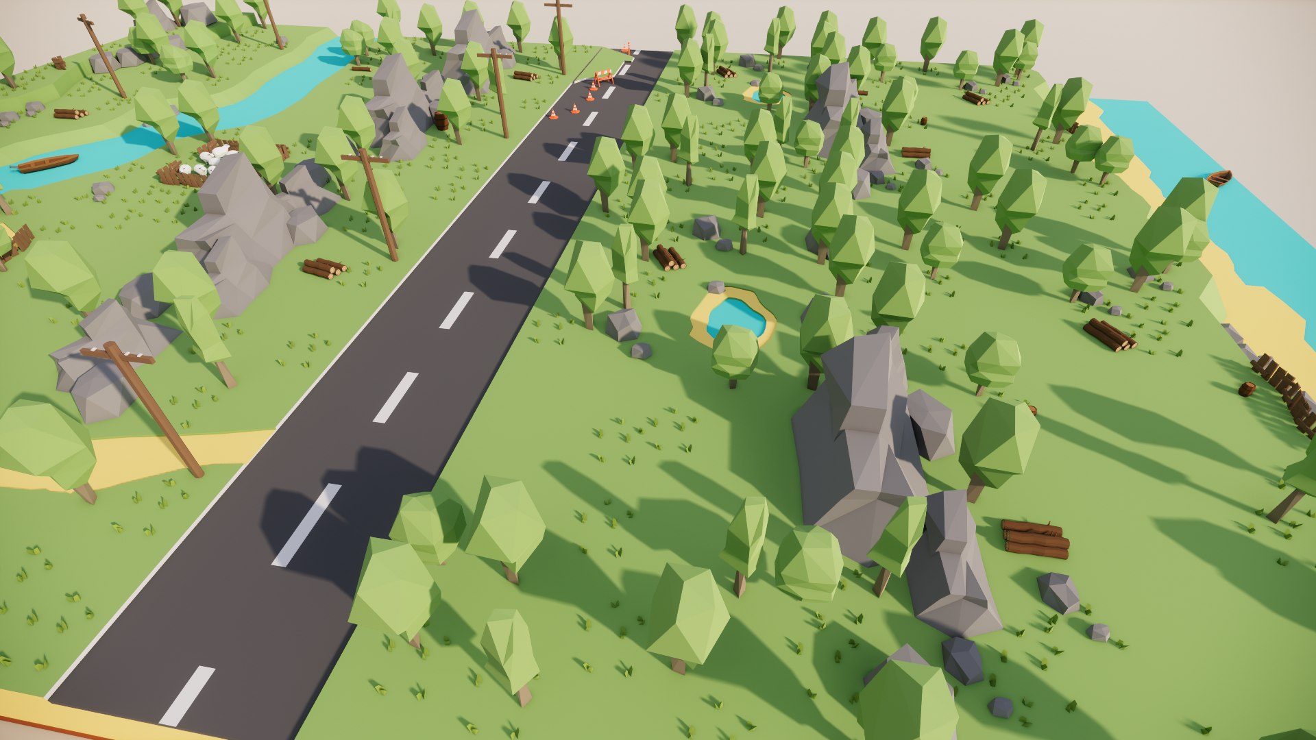 3D Cartoon Terrain Forest - TurboSquid 1656896