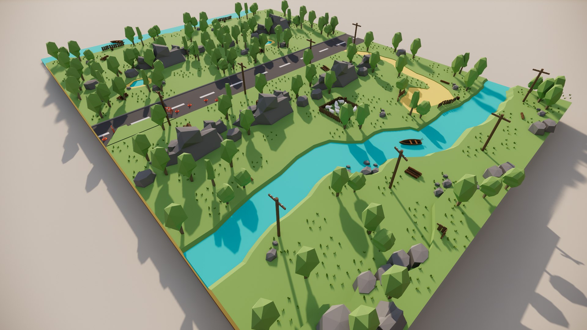 3D Cartoon Terrain Forest - TurboSquid 1656896