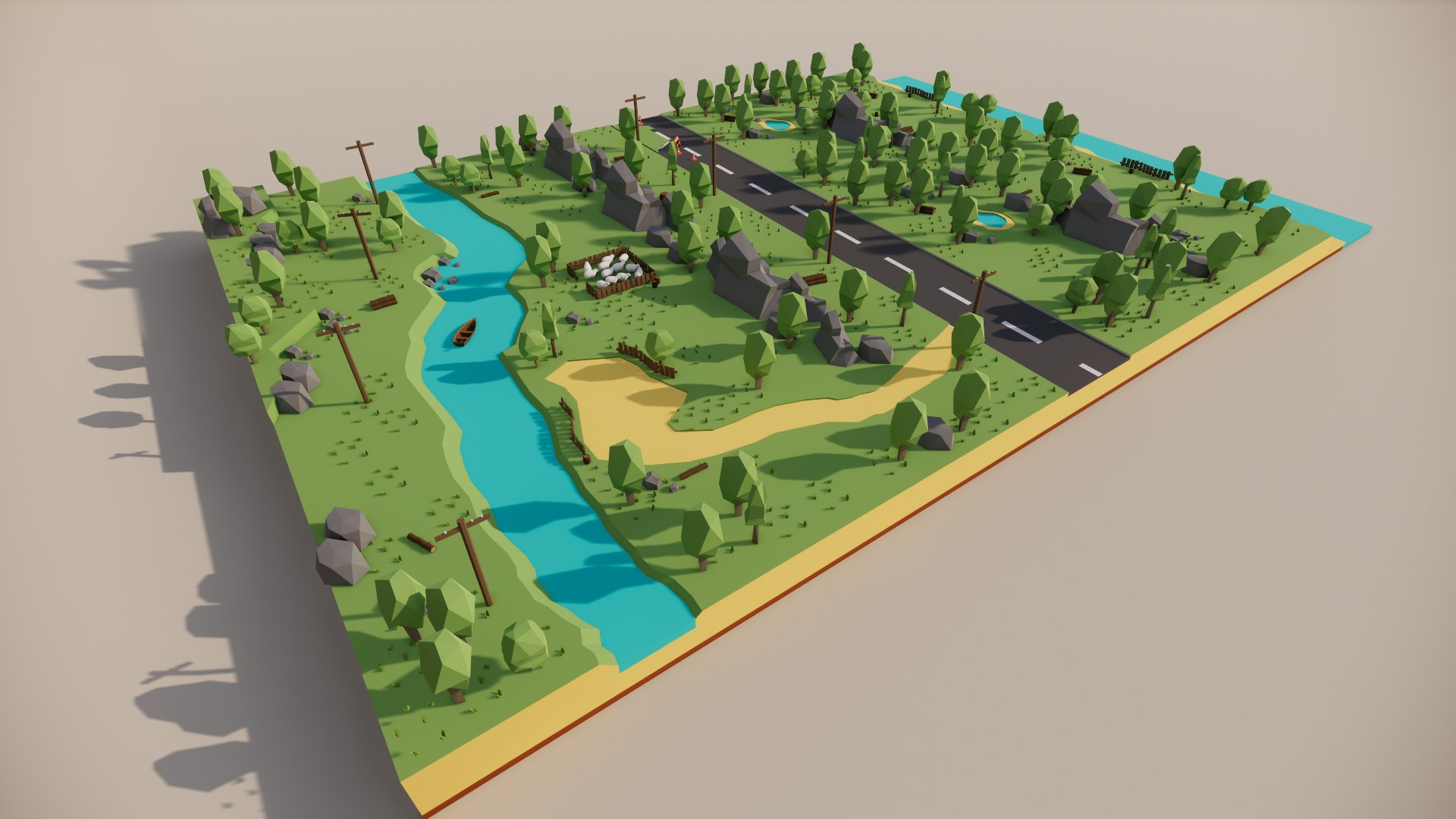 3D Cartoon Terrain Forest - TurboSquid 1656896