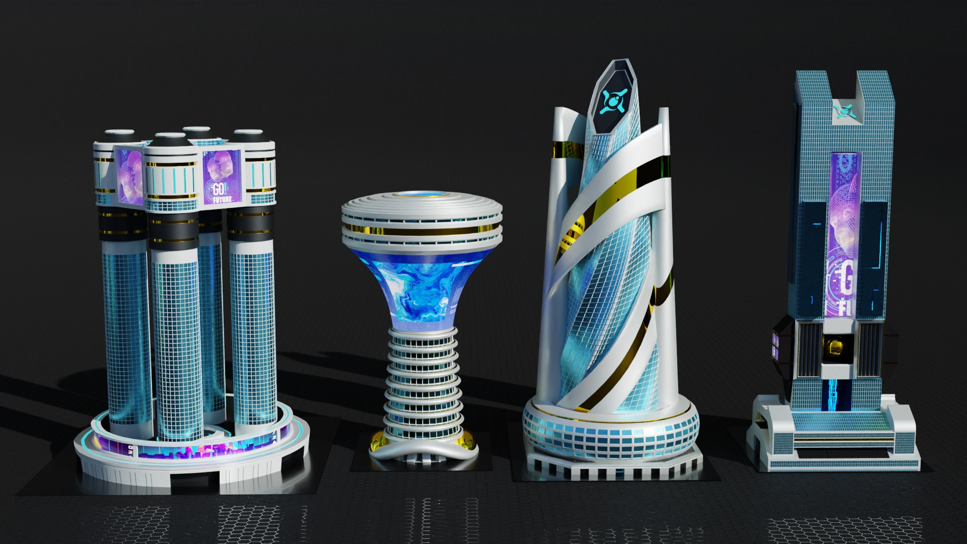 3D Futuristic City Kit - TurboSquid 2099852