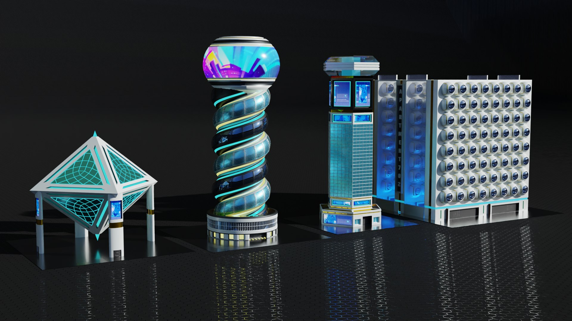 3D Futuristic City Kit - TurboSquid 2099852