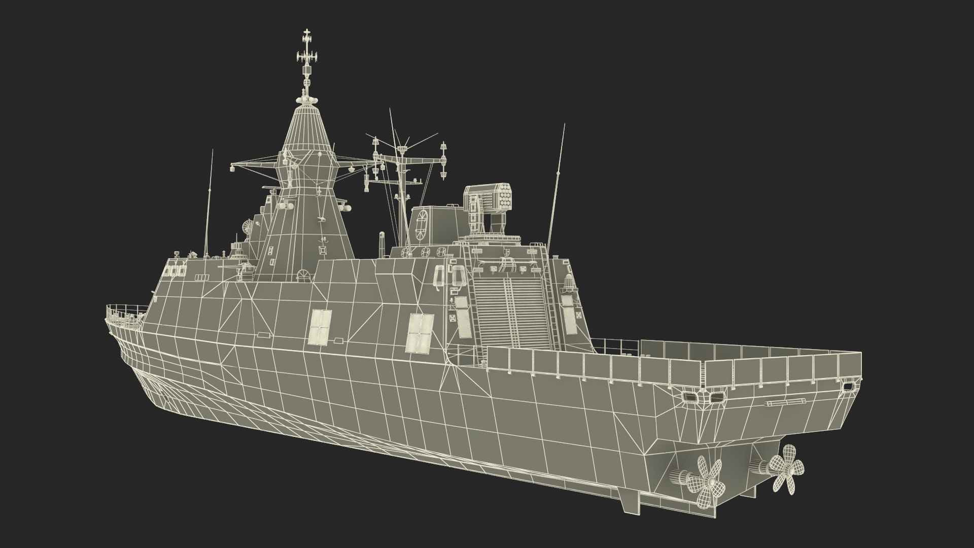 3D Combat Ship Class Corvette Navy Rigged For Cinema 4D Model ...
