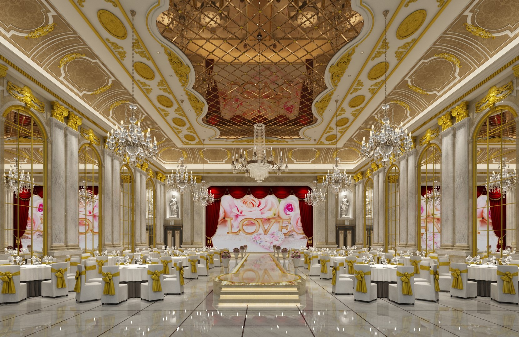 3D Banquet Hall 02 Model - TurboSquid 2254772