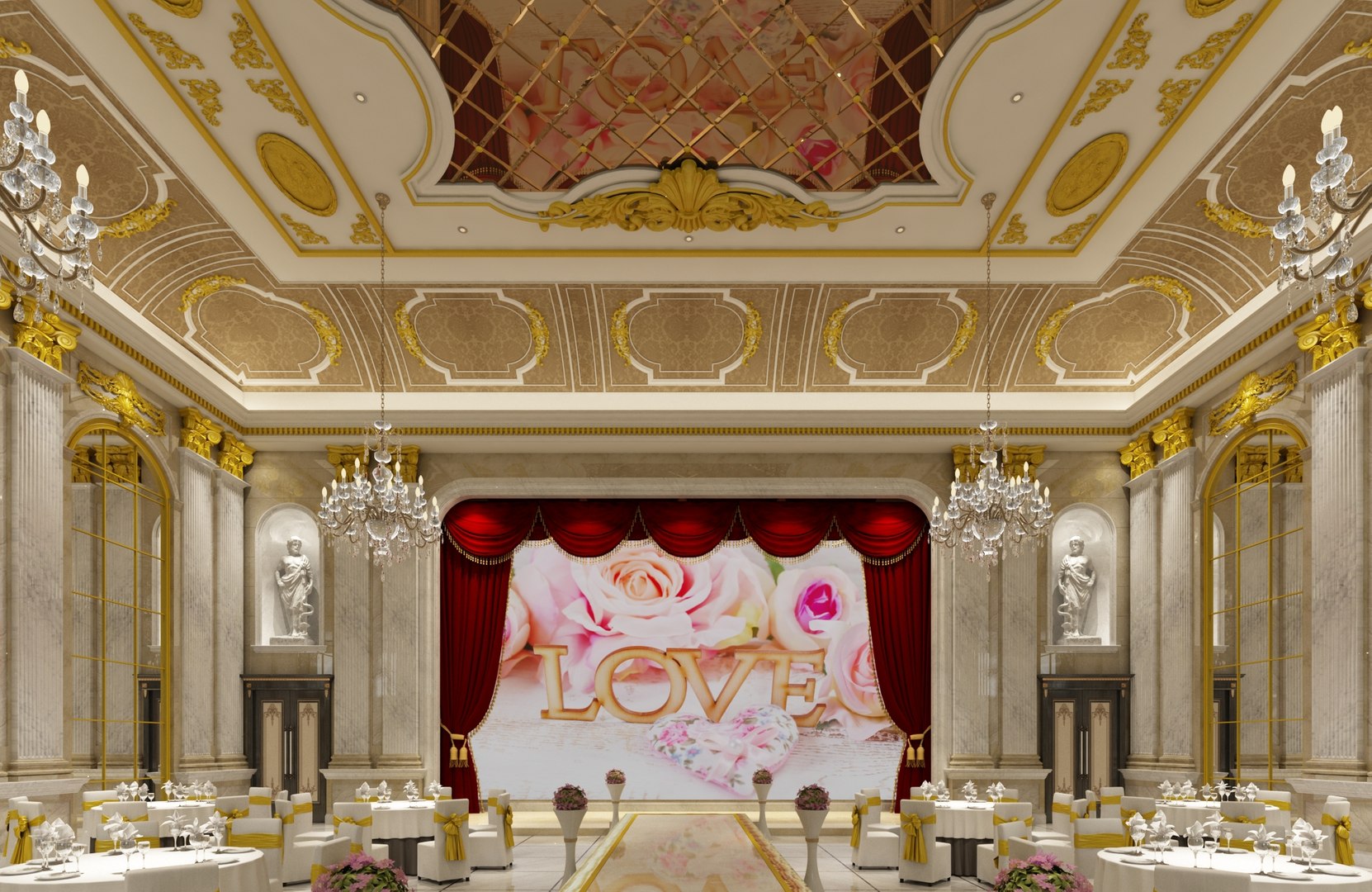 3D Banquet Hall 02 Model - TurboSquid 2254772