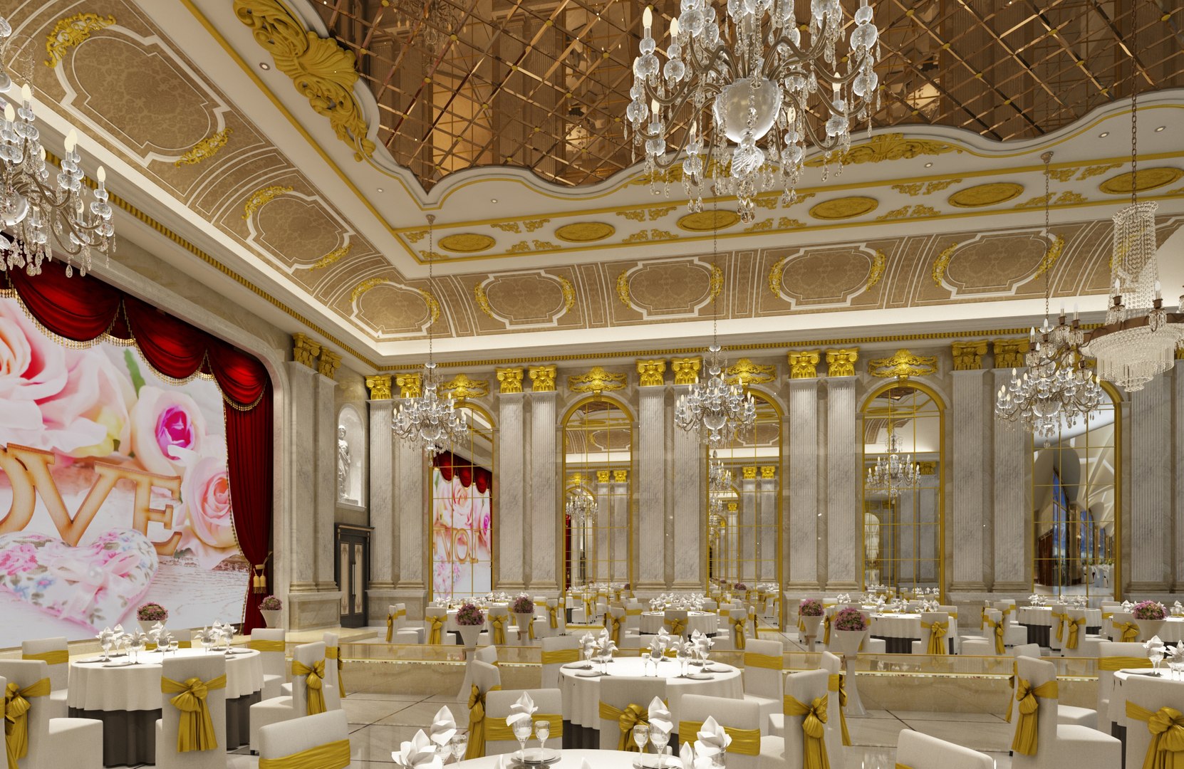 3D Banquet Hall 02 Model - TurboSquid 2254772