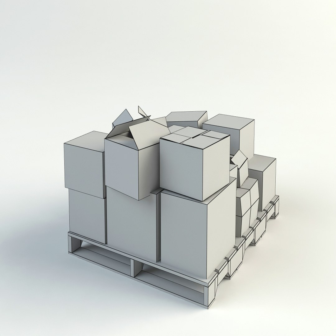3d Pallets Boxes Model