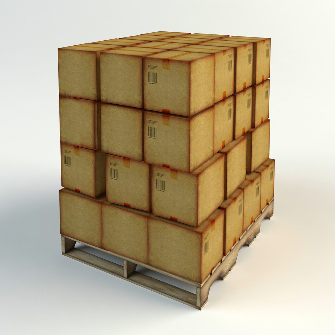 3d Pallets Boxes Model