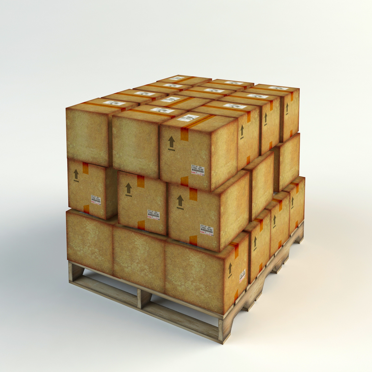 3d pallets boxes model