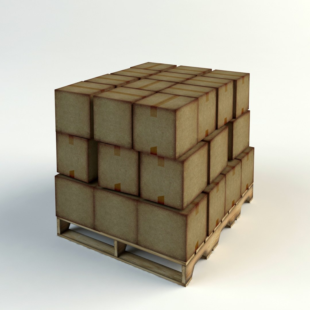 3d Pallets Boxes Model