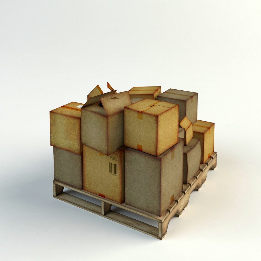 3d Pallets Boxes Model