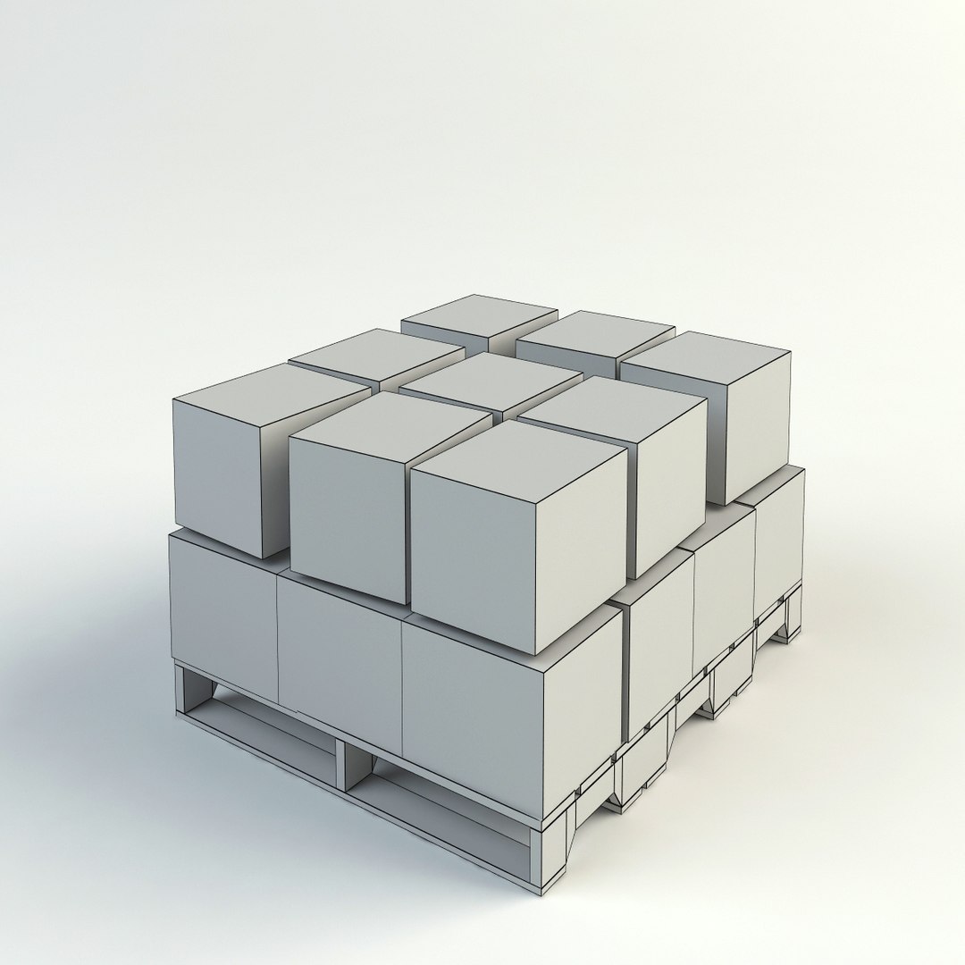 3d Pallets Boxes Model
