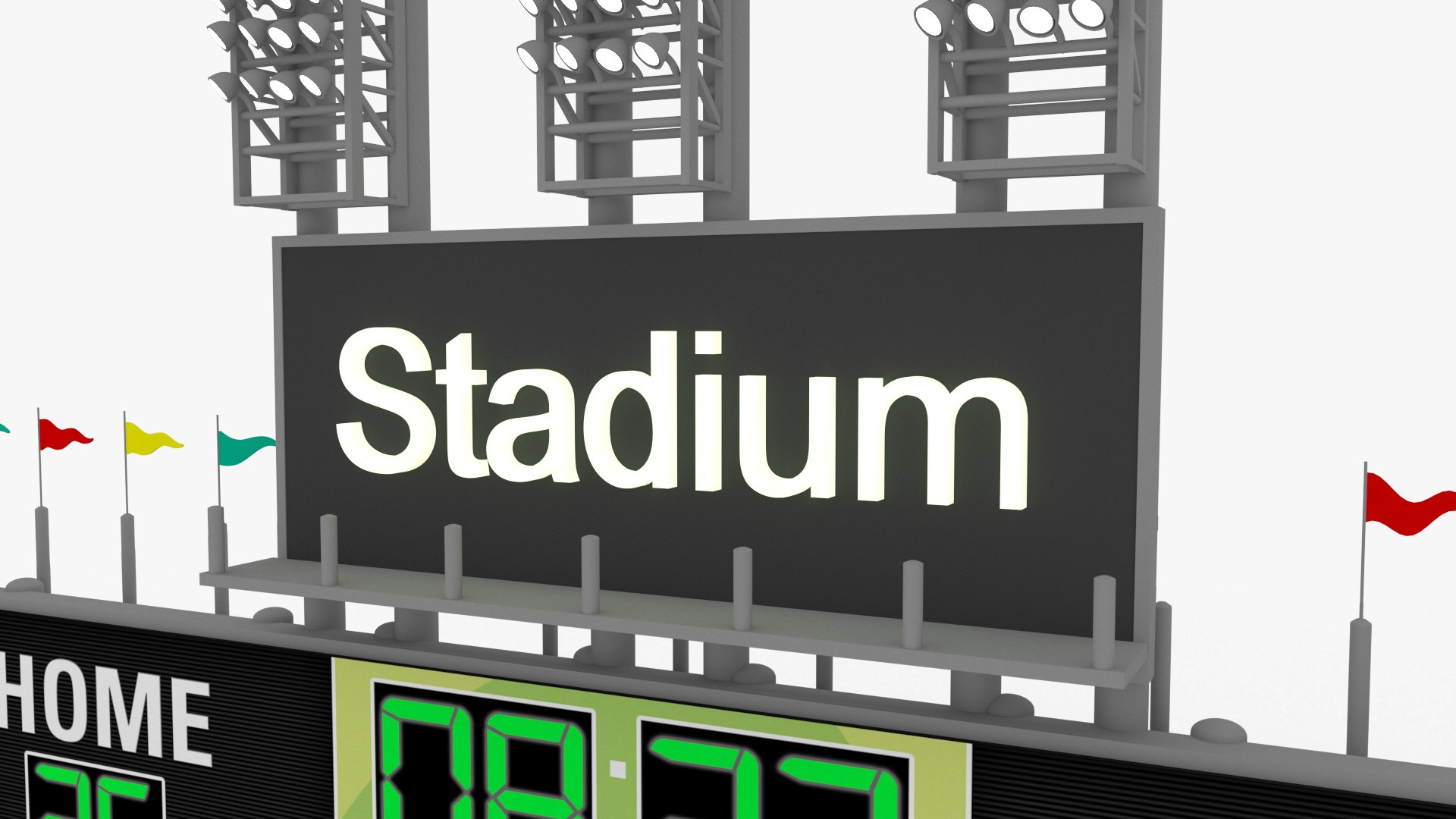 Large Fully Customizable Scoreboard 3d Model