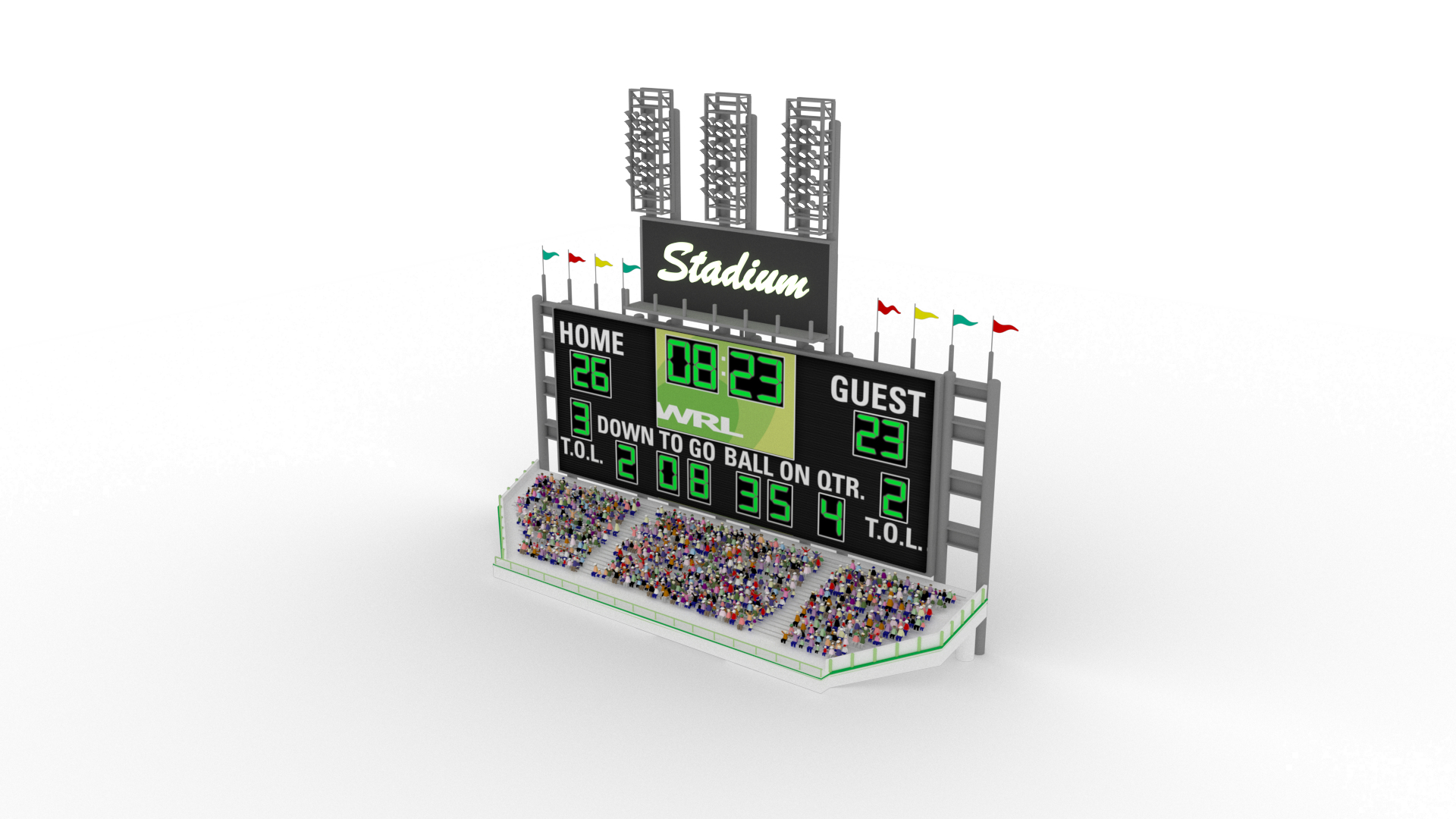 Large Fully Customizable Scoreboard 3d Model