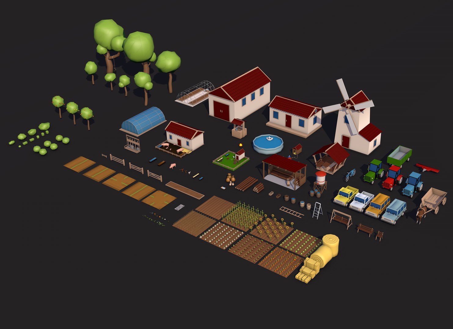 3D Farm Asset Collection Low-poly Model - TurboSquid 2134610