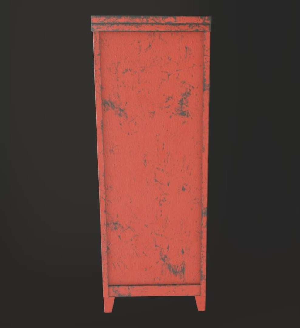 Long Steel Red Cabinet 3D - TurboSquid 1509811
