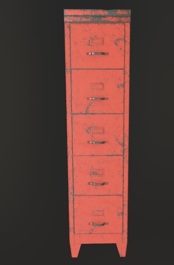 Long Steel Red Cabinet 3D - TurboSquid 1509811