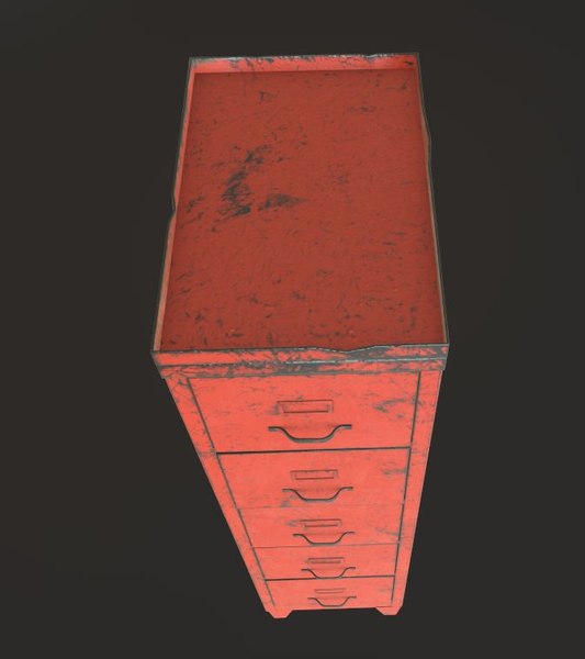 Long steel red cabinet 3D - TurboSquid 1509811