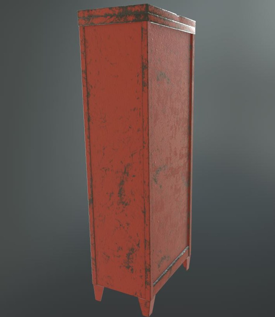 Long Steel Red Cabinet 3D - TurboSquid 1509811