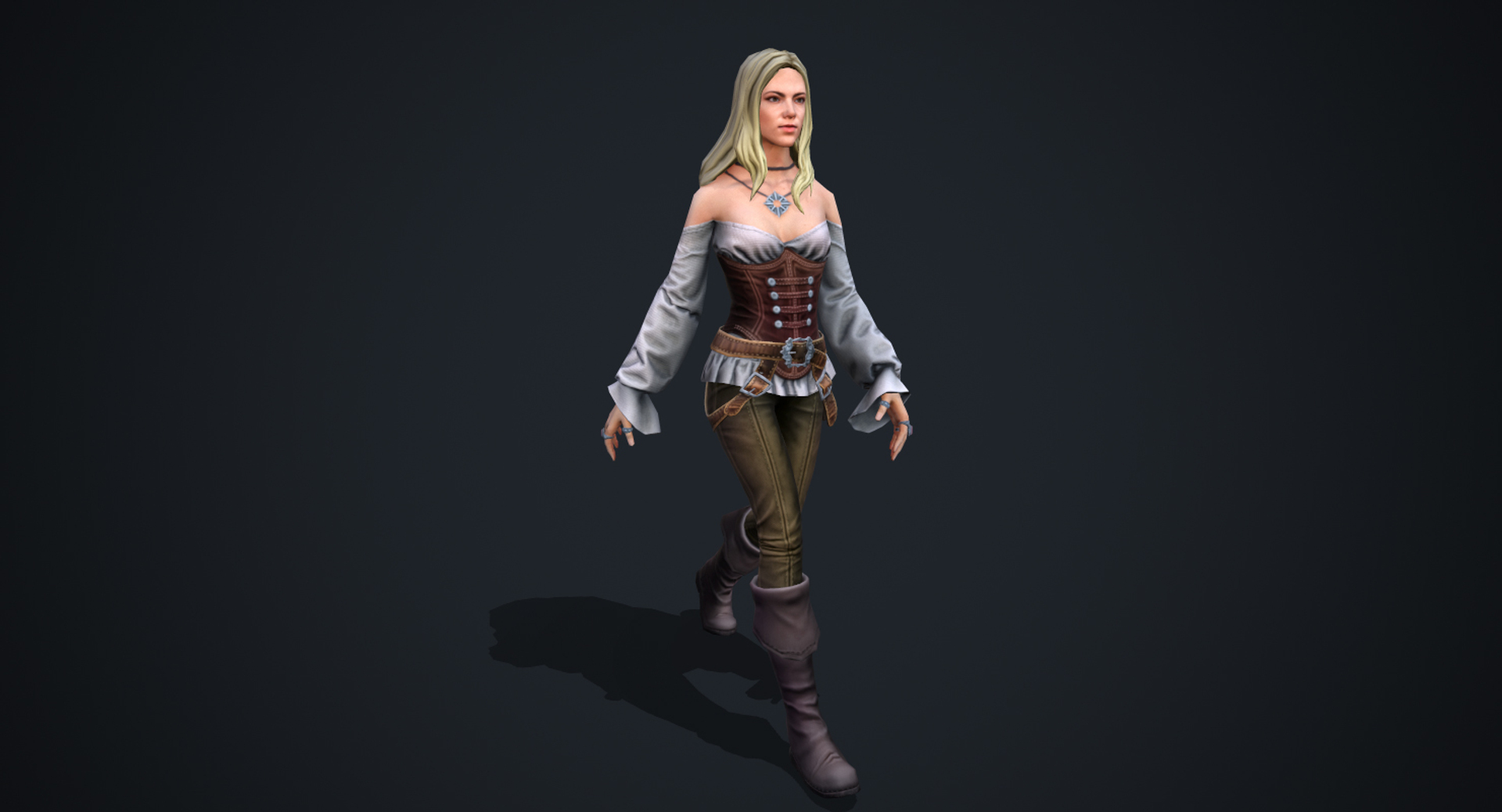 3D Model Real-time Rigged Pirate Female - TurboSquid 1244572