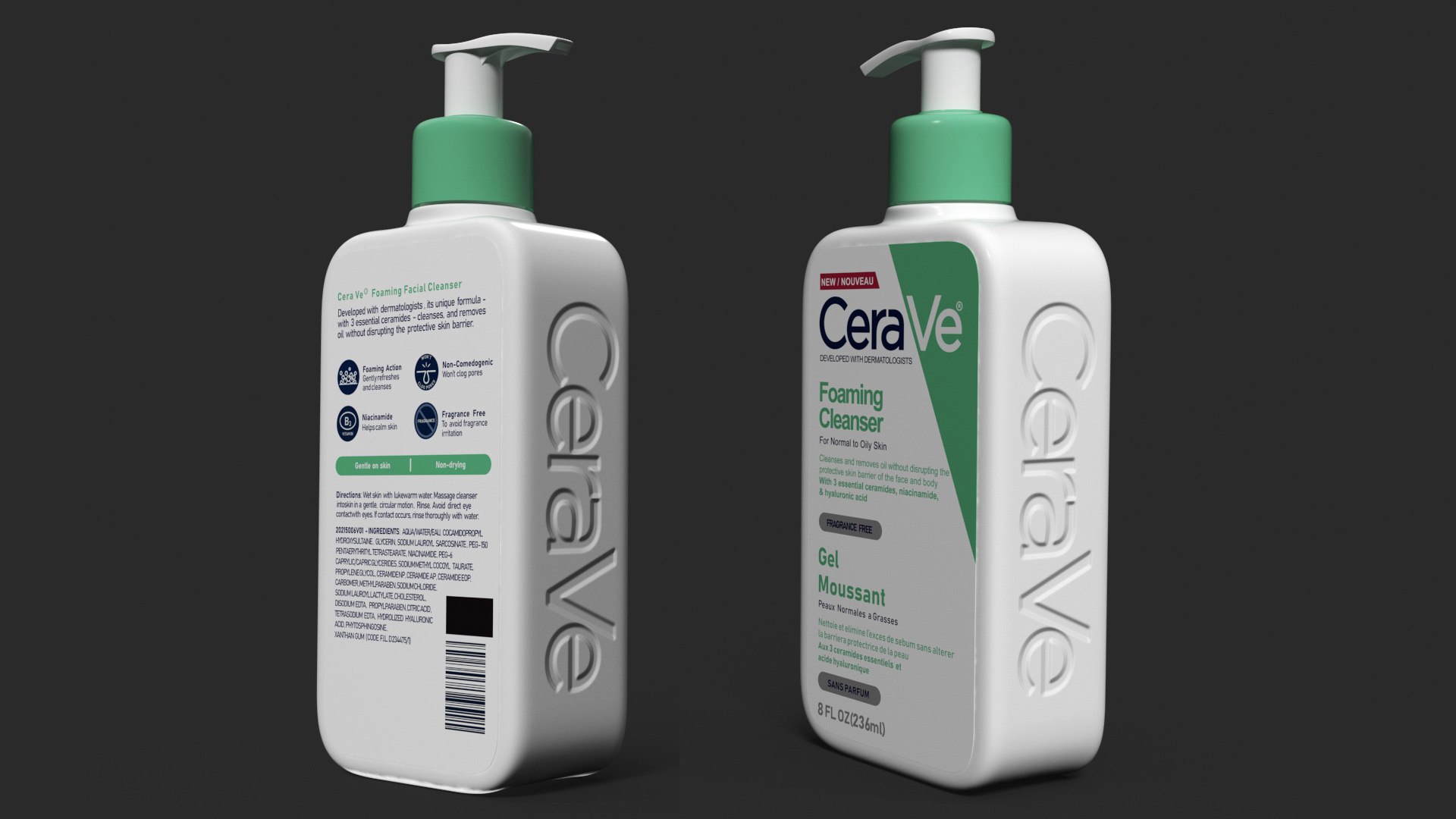 CeraVe Cleanser Dispenser Bottle 236 Ml Mint 3D Model - TurboSquid 2283313
