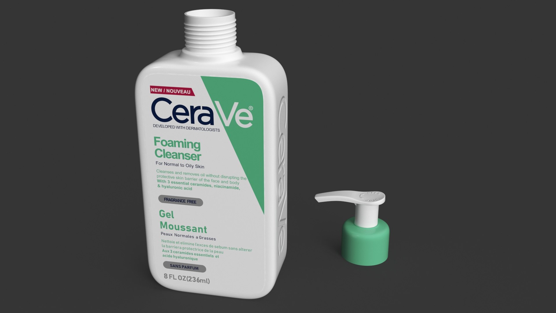 CeraVe Cleanser Dispenser Bottle 236 Ml Mint 3D Model - TurboSquid 2283313