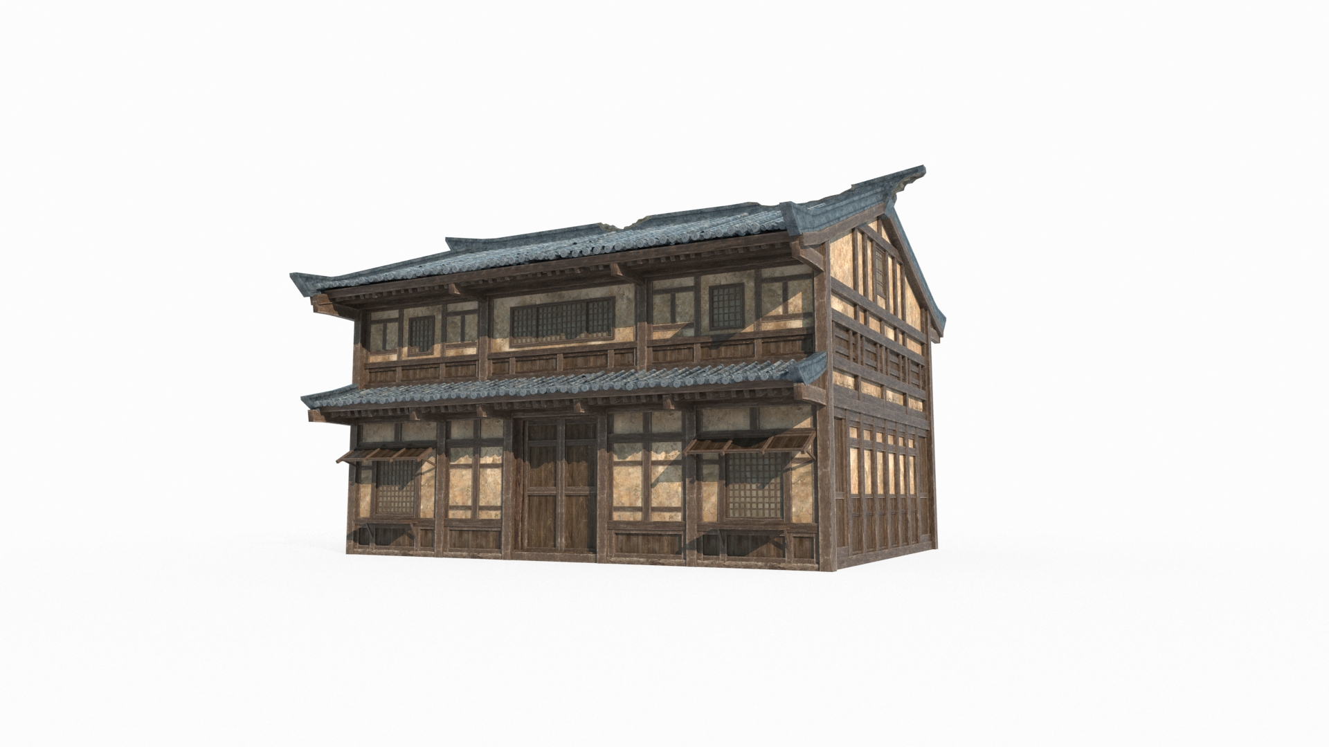 3D Model Ancient Asian Architectural Tile Houses - TurboSquid 2359190